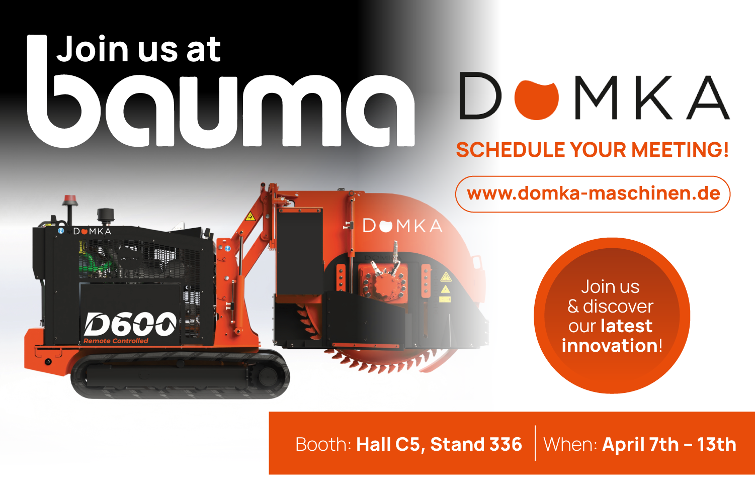 DOMKA Maschinenbau GmbH will be exhibiting at BAUMA 2025! - Domka Maschinen